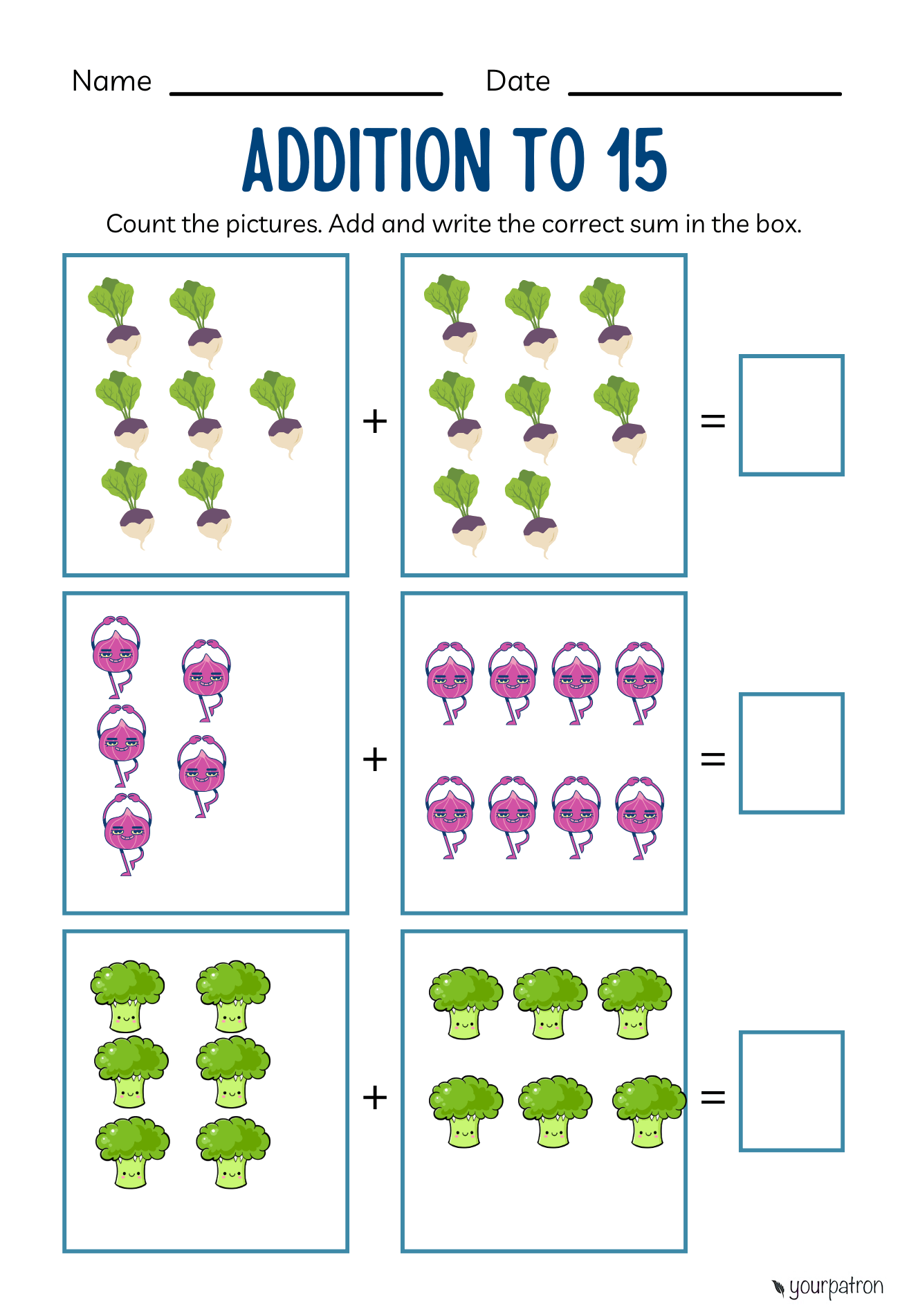 Grade 1 Addition To 15 - YourPatron