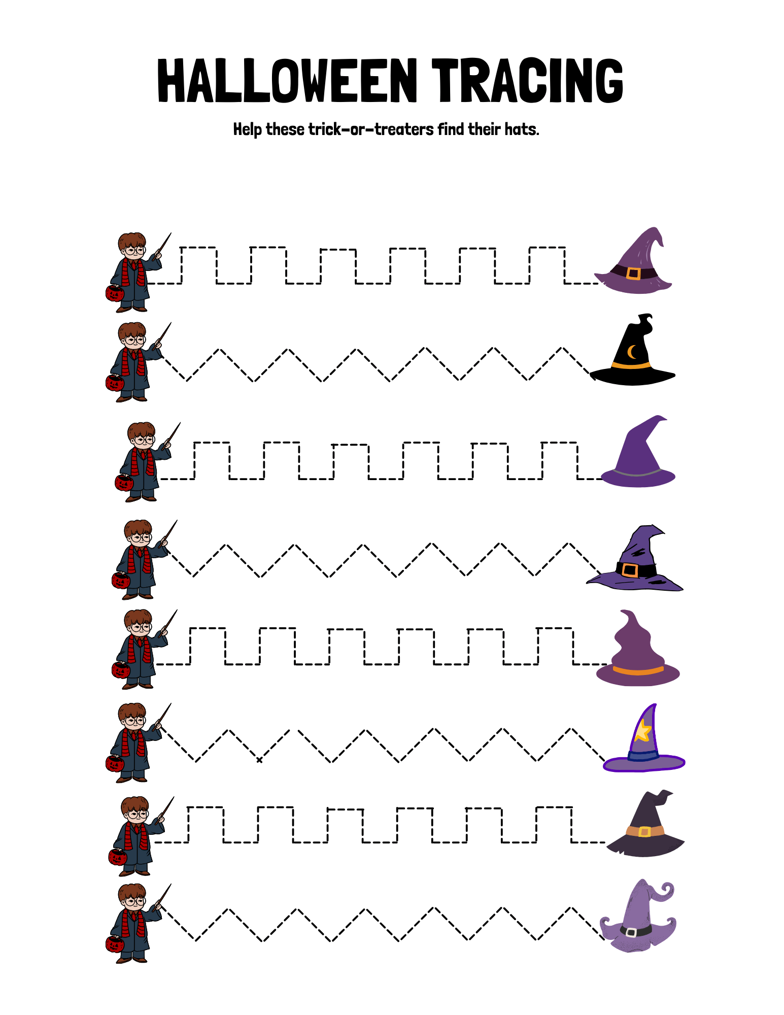 Free Trace Dotted Line Worksheet For Nursery - YourPatron