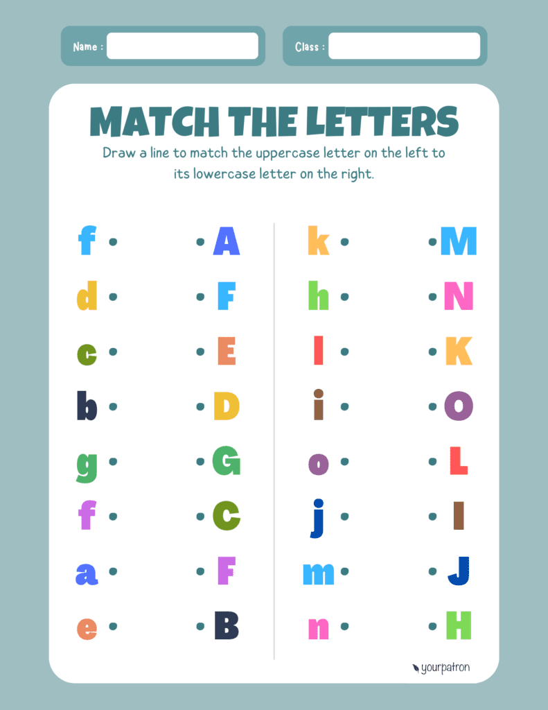 Free Alphabet Matching Worksheets For Preschool - YourPatron