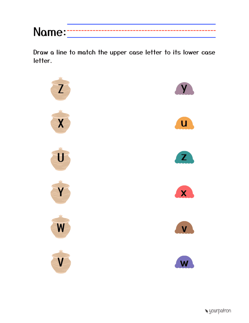 Free Alphabet Matching Worksheets For Preschool - YourPatron