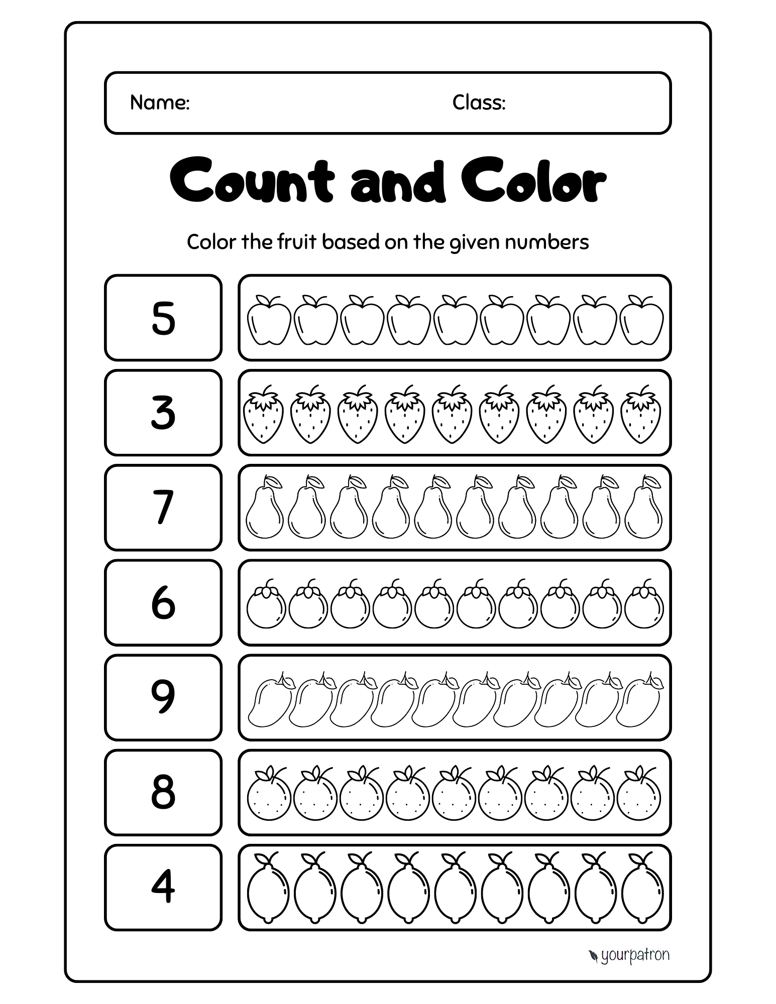 Free Preschool Counting Worksheets (Printable PDF) - YourPatron