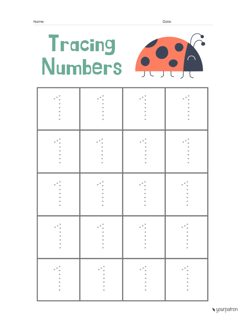 Free Preschool Tracing 1 To 10 Worksheets Pdf - YourPatron