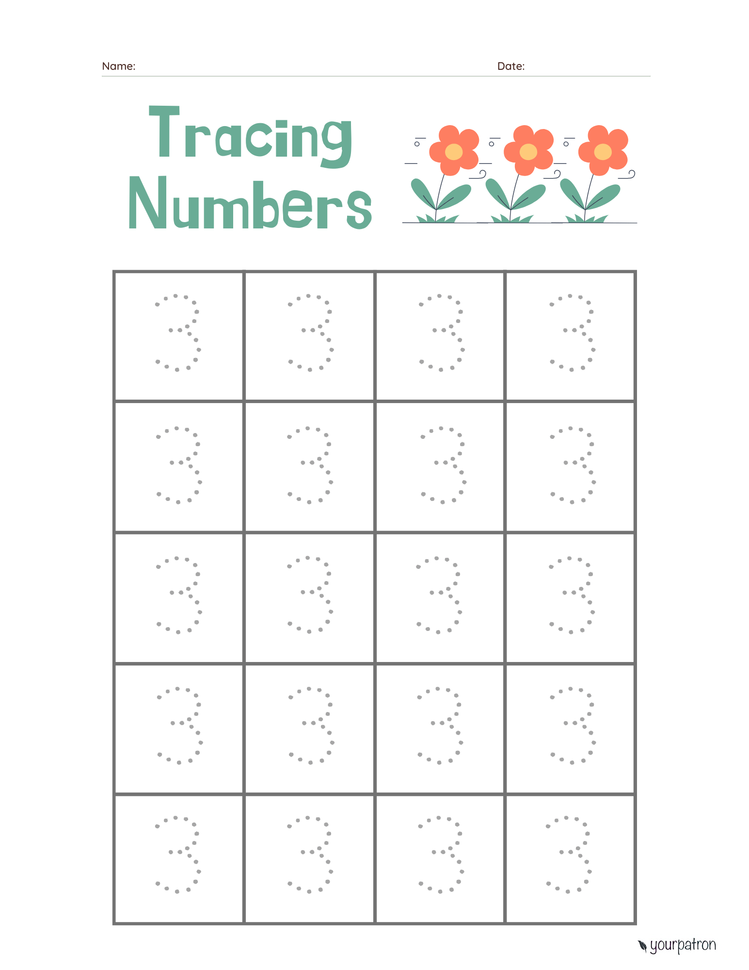 Free Preschool Tracing 1 To 10 Worksheets Pdf - YourPatron