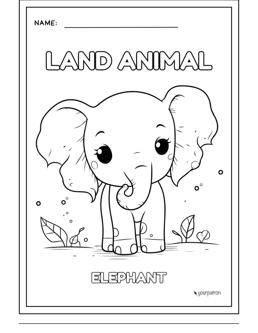 7 Cute And Free Land Animals Coloring Pages For Kids - YourPatron