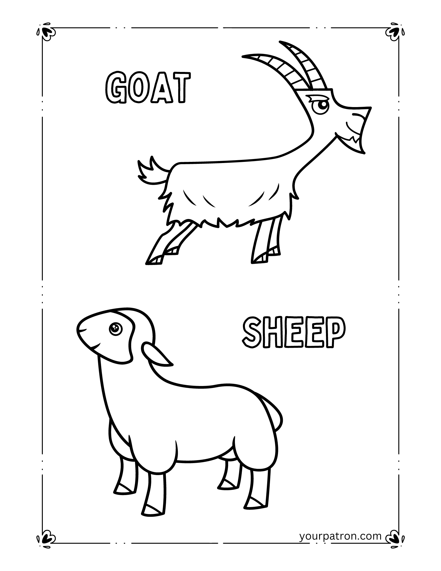 10 Free Printables Coloring Sheets Farm Animals - YourPatron