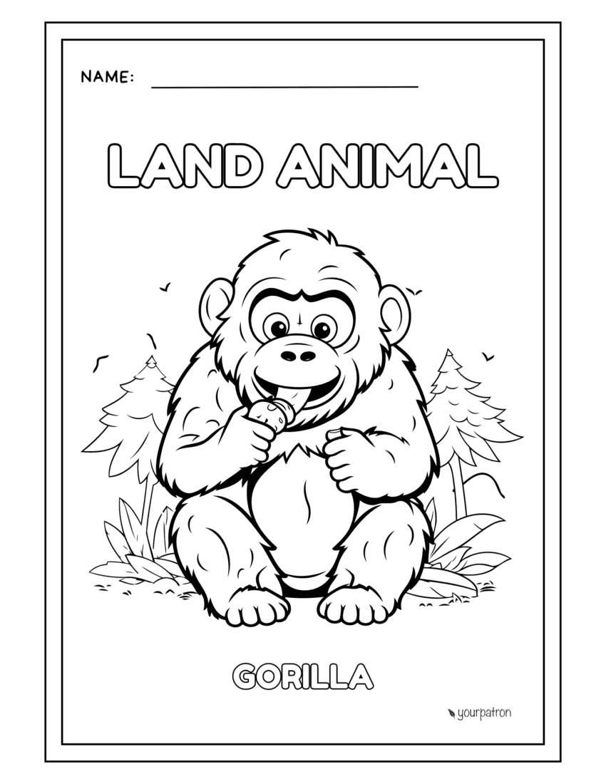 7 Cute And Free Land Animals Coloring Pages For Kids - YourPatron