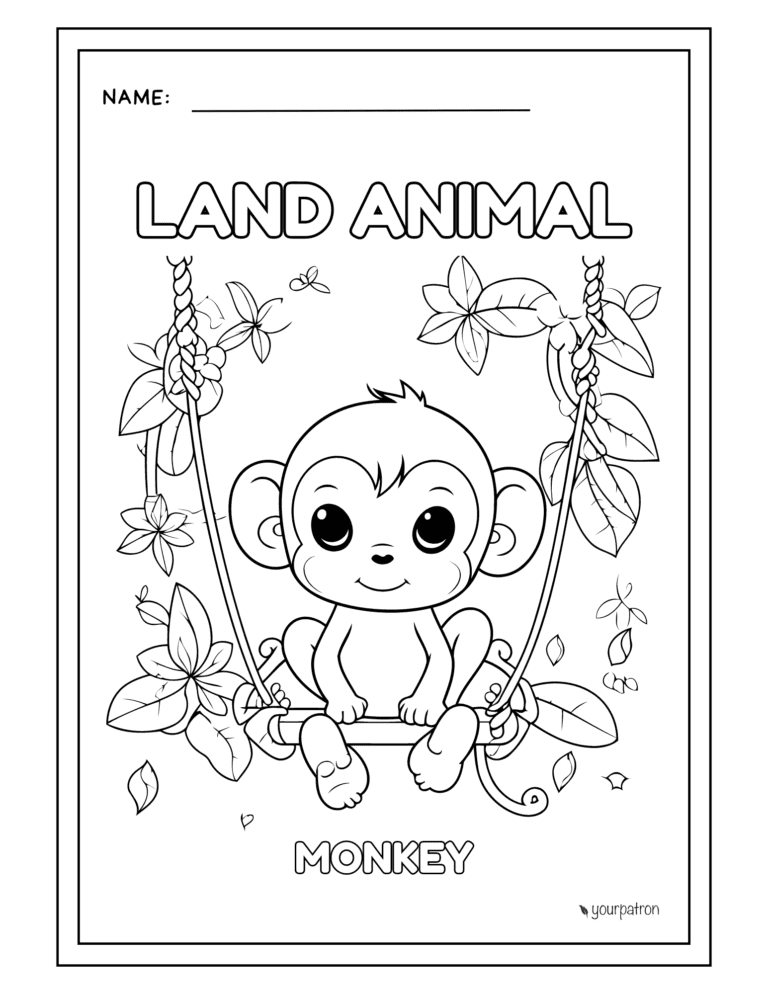 7 Cute And Free Land Animals Coloring Pages For Kids - YourPatron