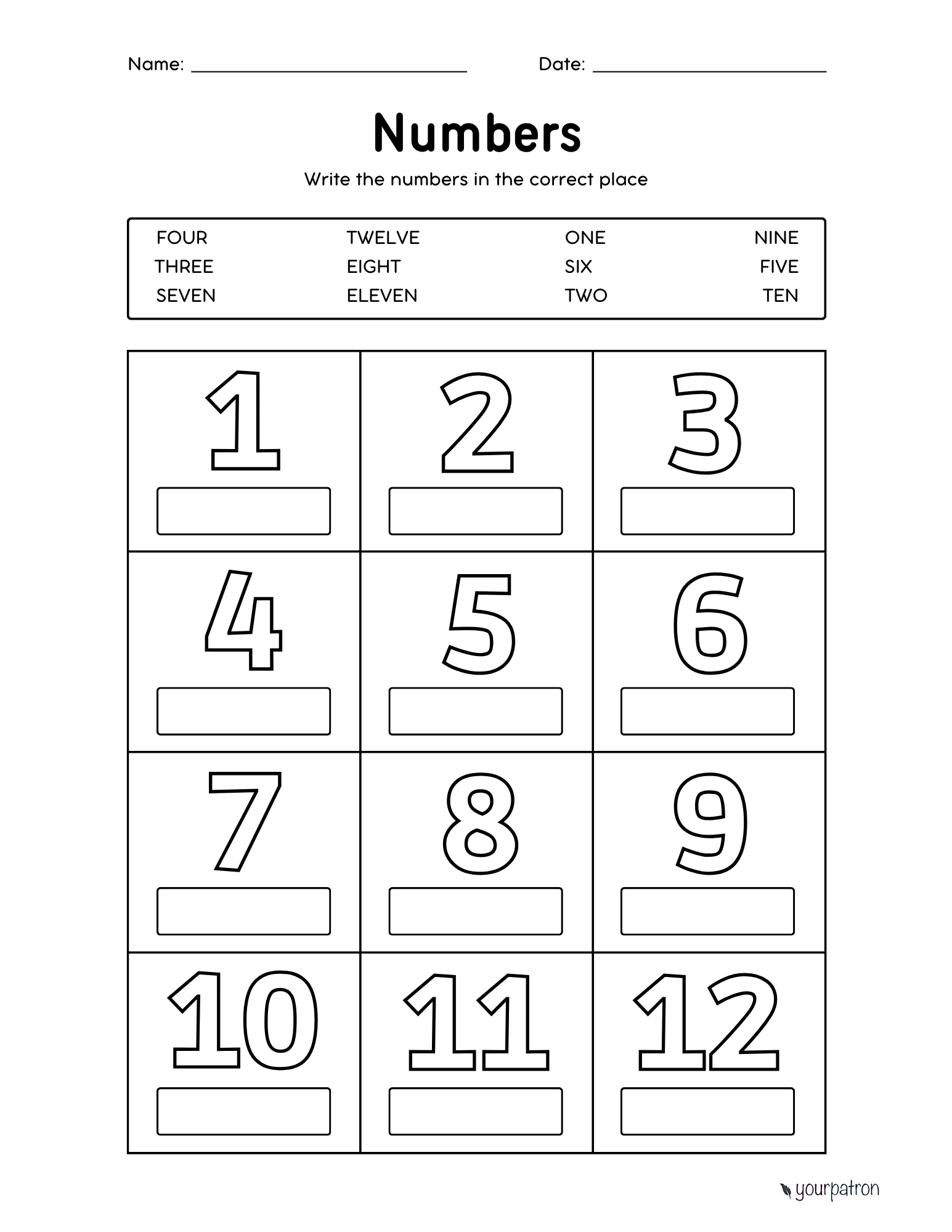 Grade 1 Number Words Worksheets Pdf - YourPatron