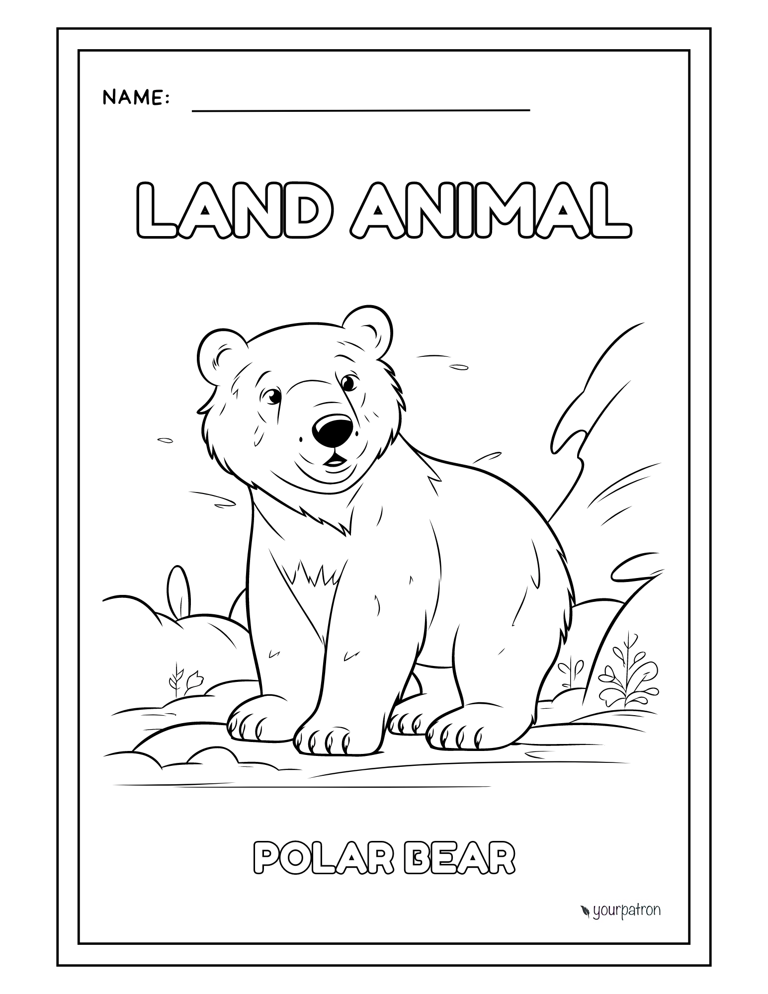 7 Cute And Free Land Animals Coloring Pages For Kids - YourPatron