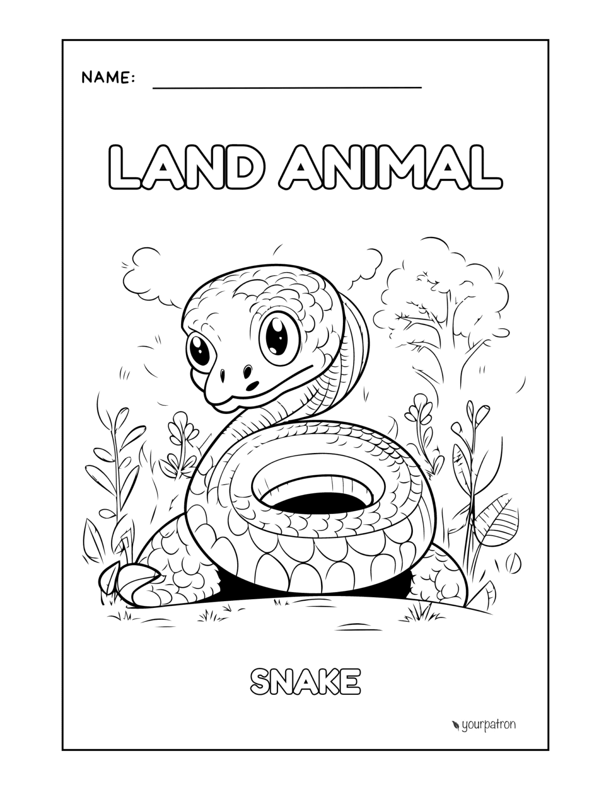 7 Cute And Free Land Animals Coloring Pages For Kids - YourPatron