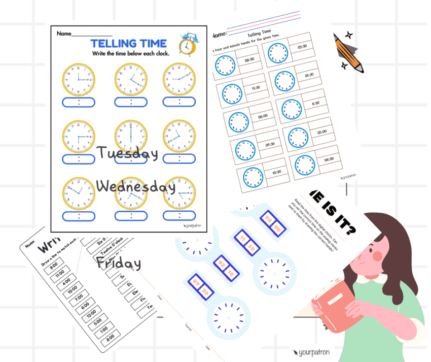 Free Clock Time Worksheets Grade 1 - YourPatron