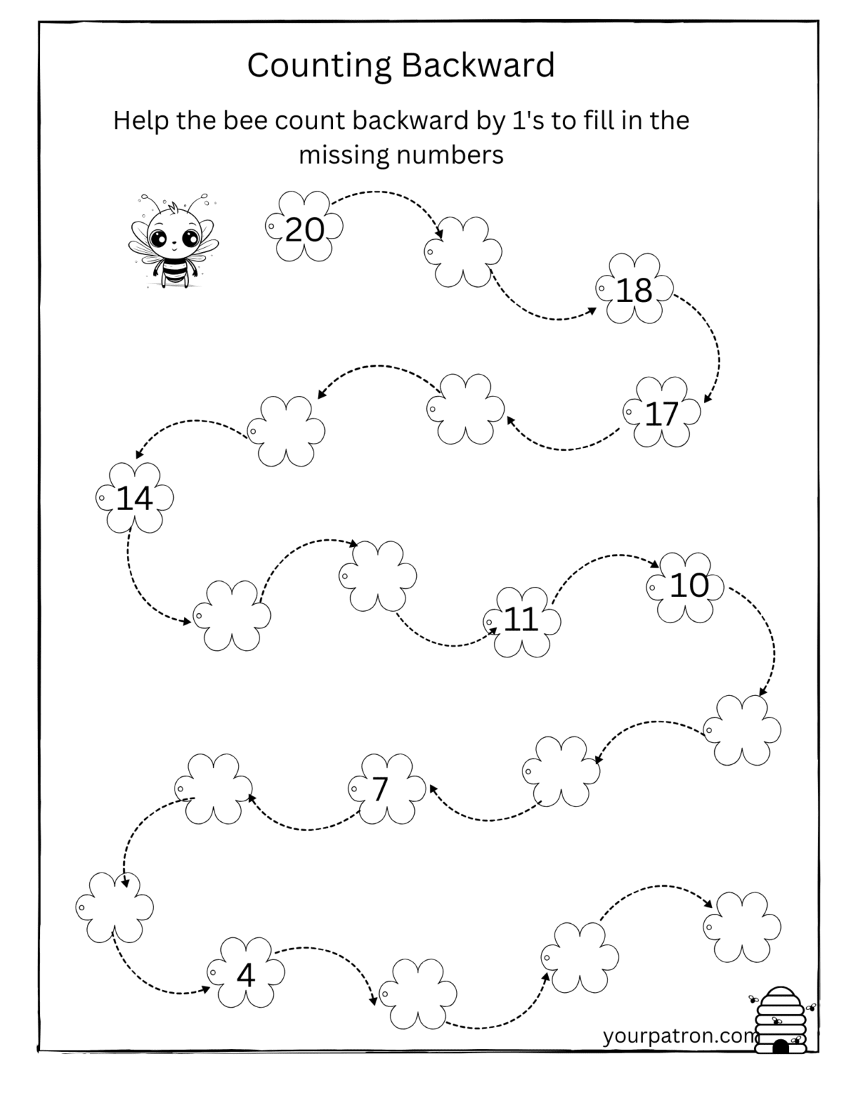Free Counting Backward Worksheets For Grade 1 - YourPatron