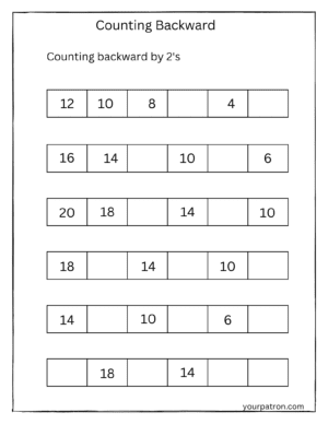 Free Counting Backward Worksheets For Grade 1 - YourPatron