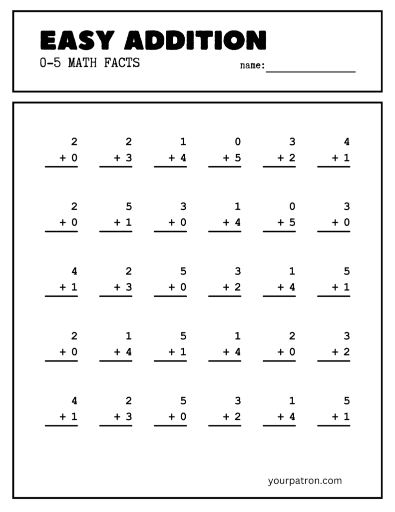Grade 1 Addition Worksheets -YourPatron