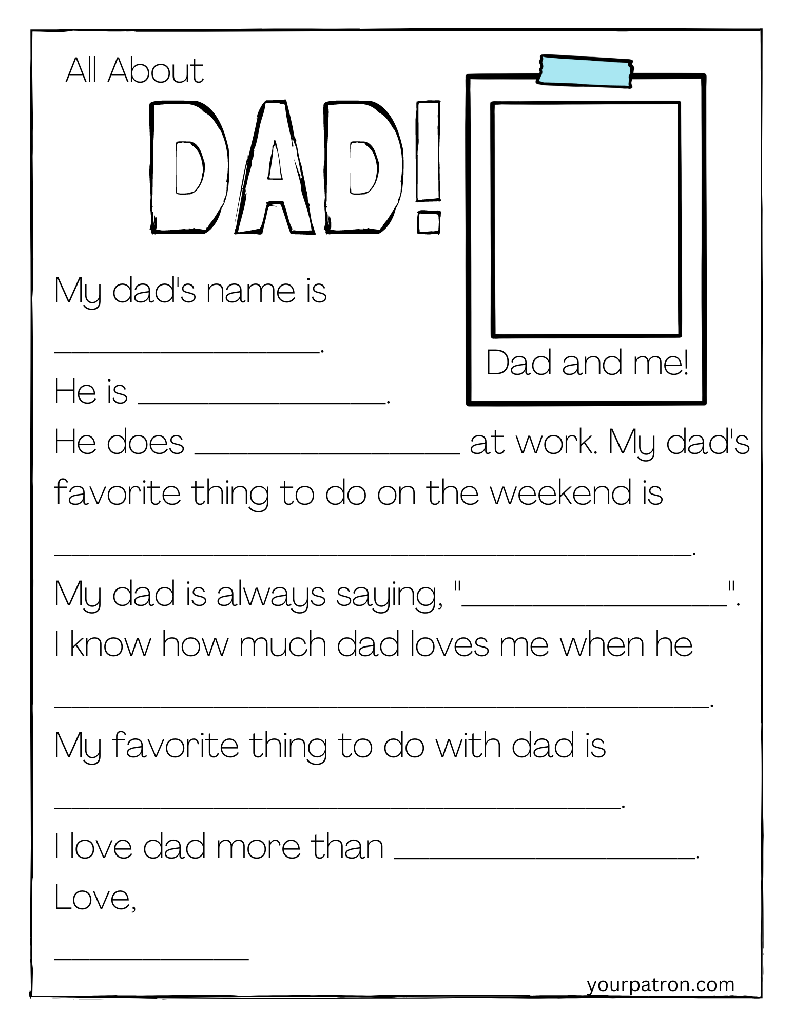 7 Educational & Engaging Fathers Day Worksheets Free Download - YourPatron