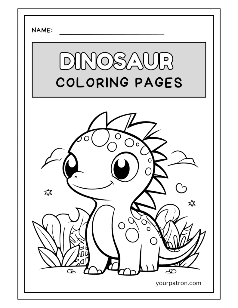 Free Cute Dinosaur Coloring Pages PDF - YourPatron
