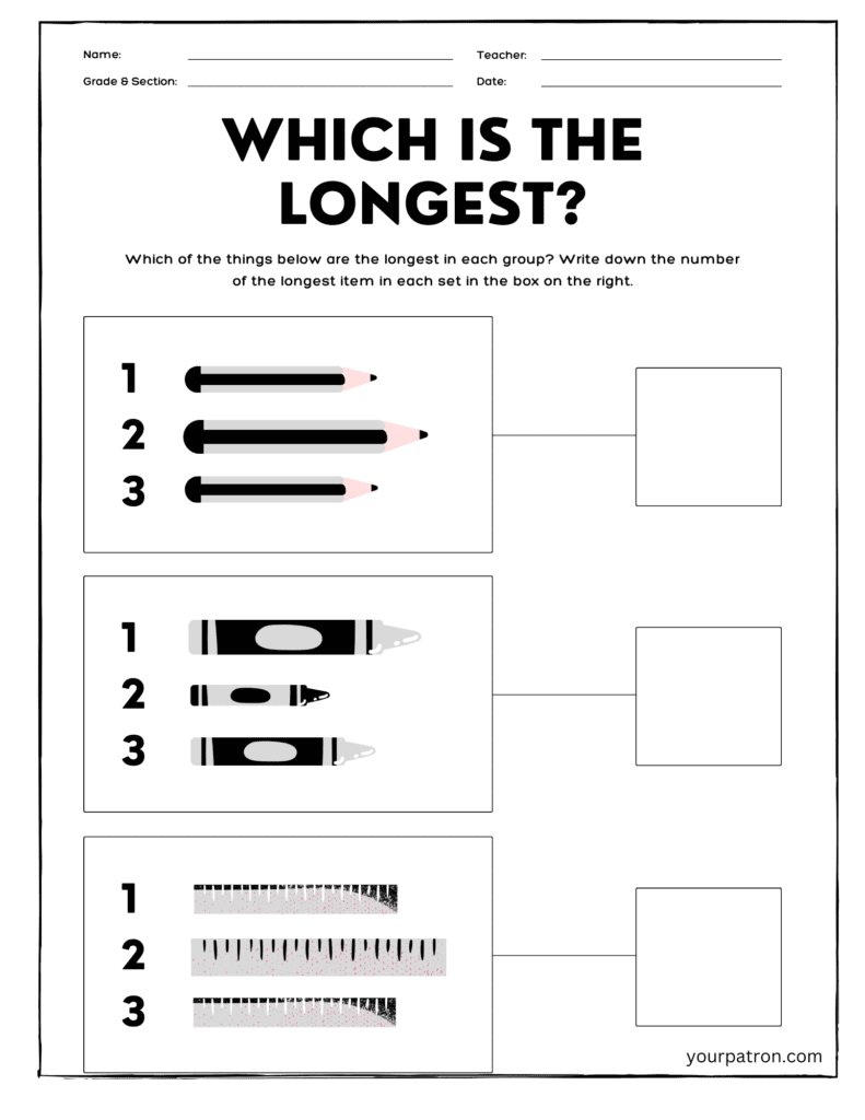 Free Length Practice Worksheets For Grade 1: Building Measurement ...