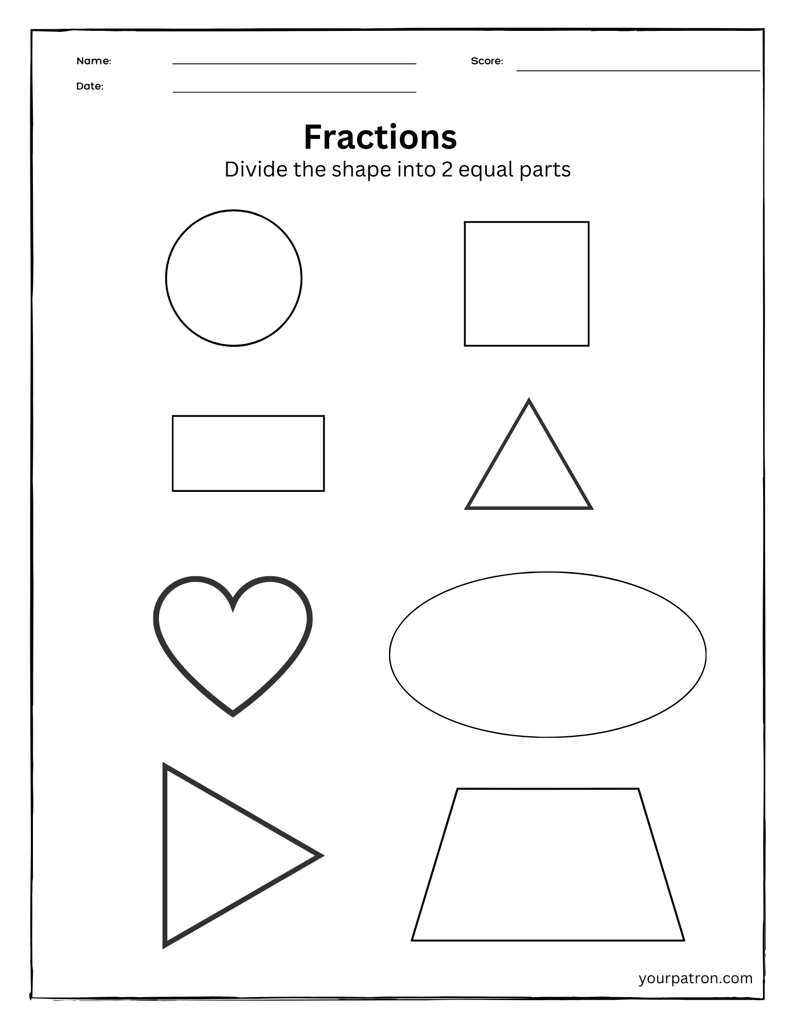 Free Worksheets Fraction For Grade 1 - YourPatron