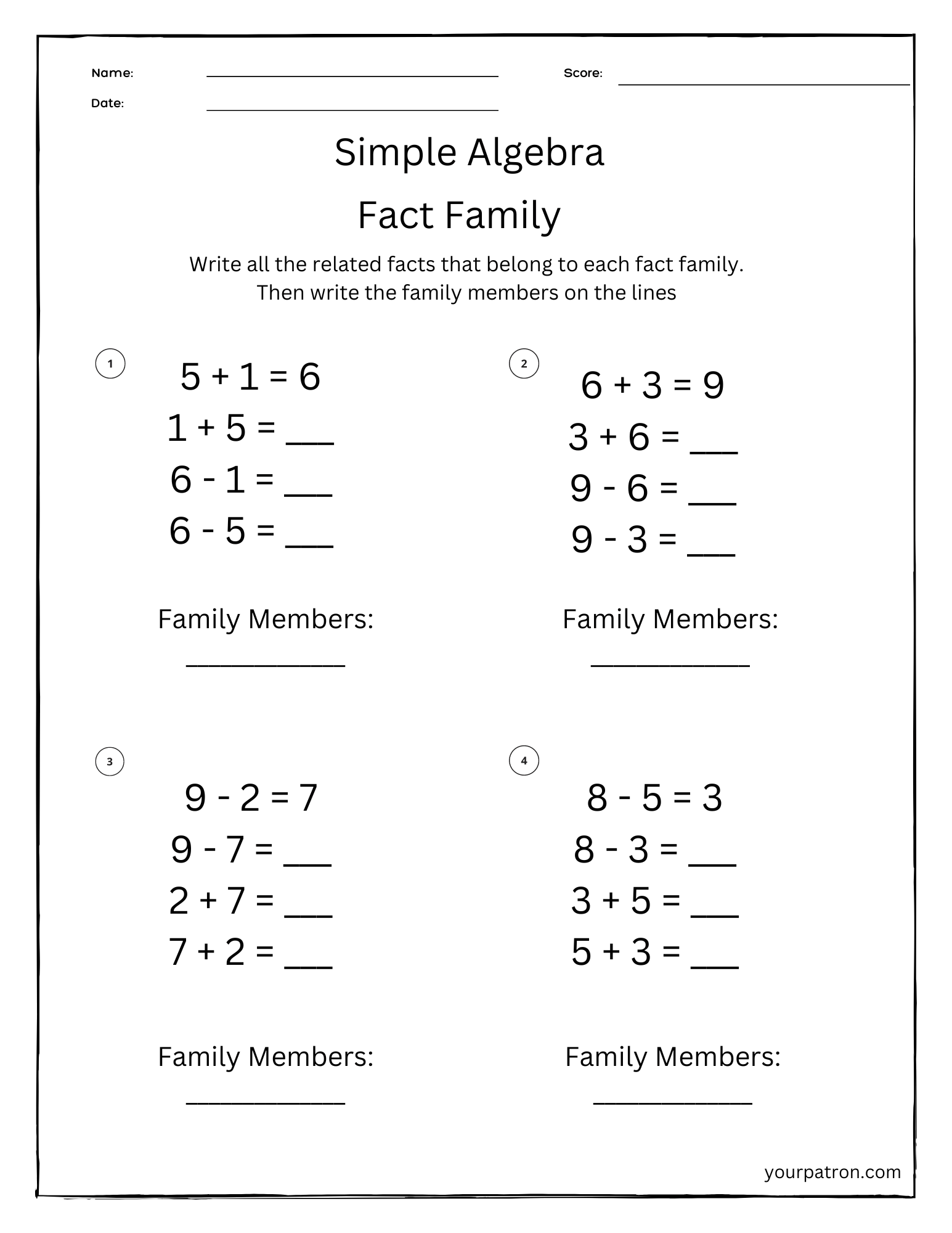 Download Free Simple Algebra Worksheets For Grade 2 - YourPatron