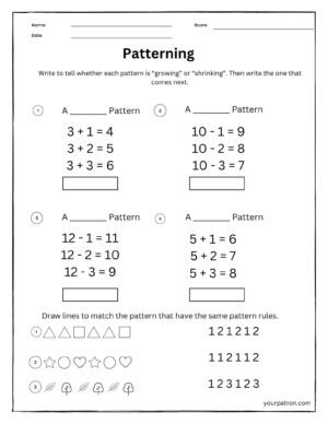 Free Grade 2 Pattern Worksheets PDF With Answers - YourPatron