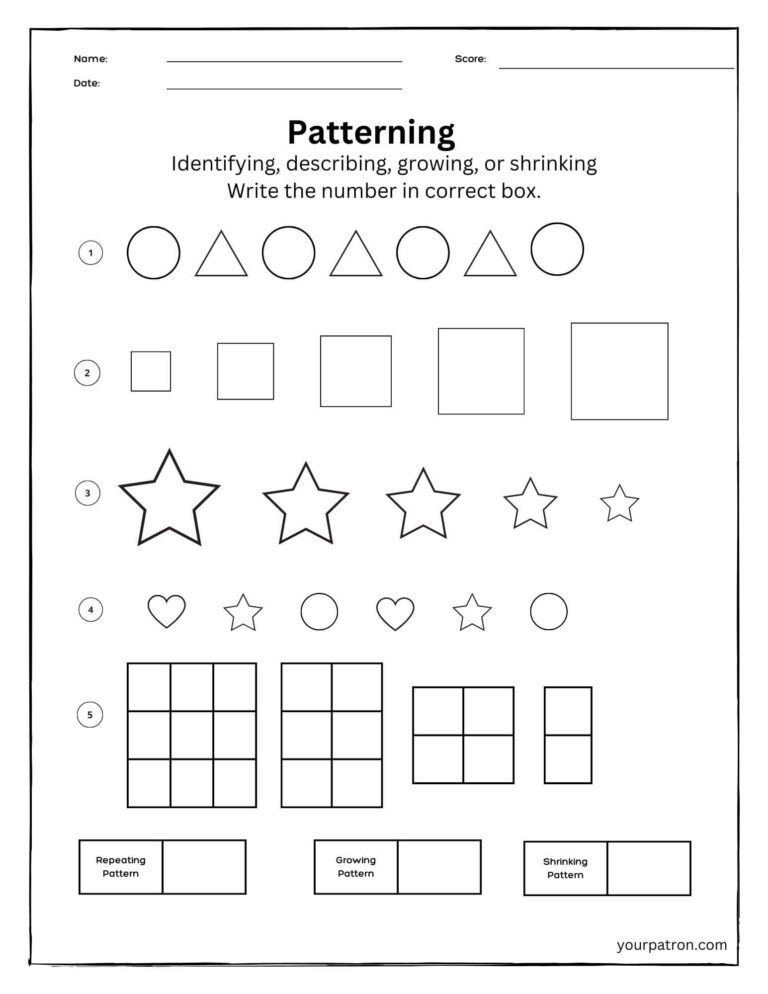Free Grade 2 Pattern Worksheets PDF With Answers - YourPatron