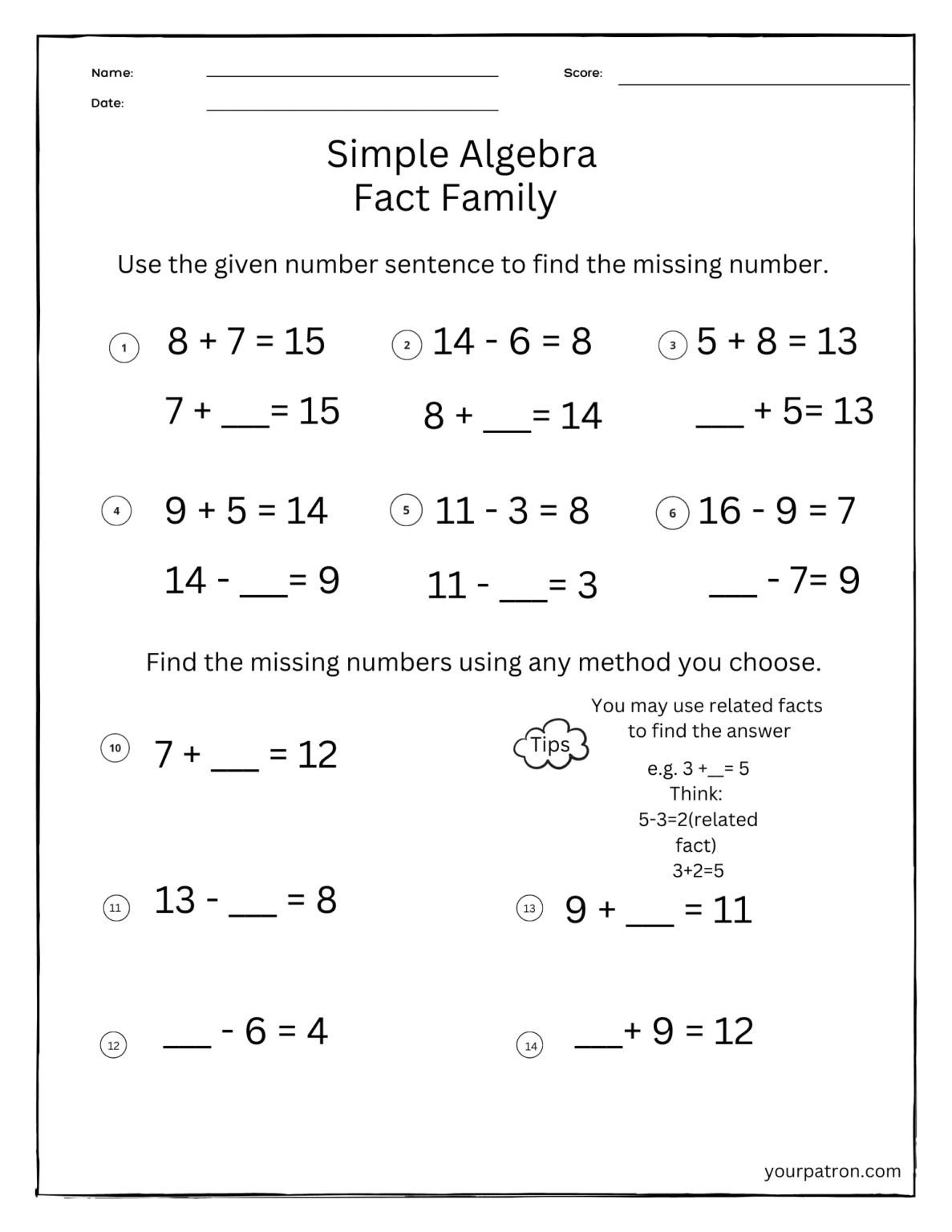 Free Math Worksheets For Grade 2 - YourPatron