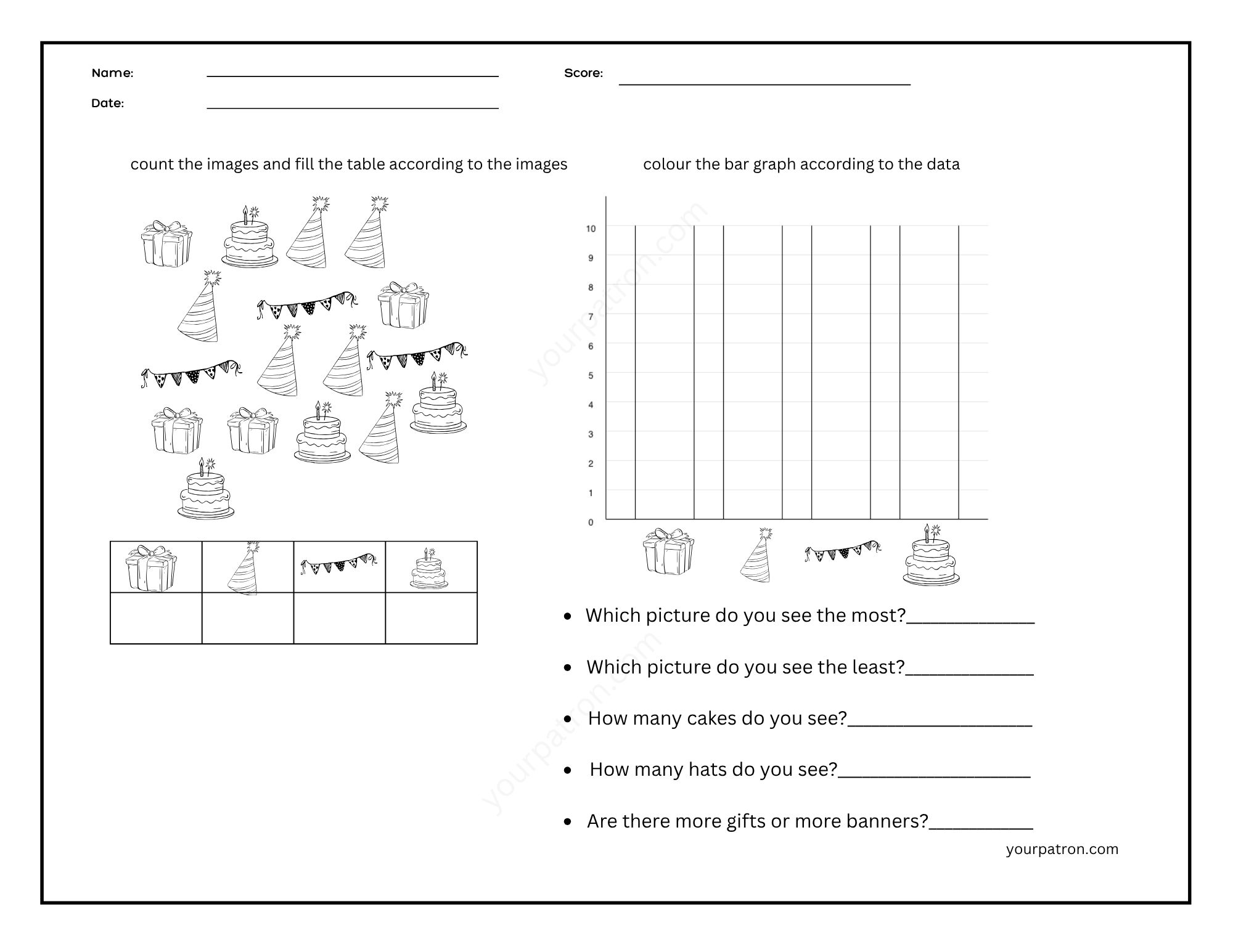 Free And Simple Create Your Own Graph Worksheet – Count, Sort & Graph ...