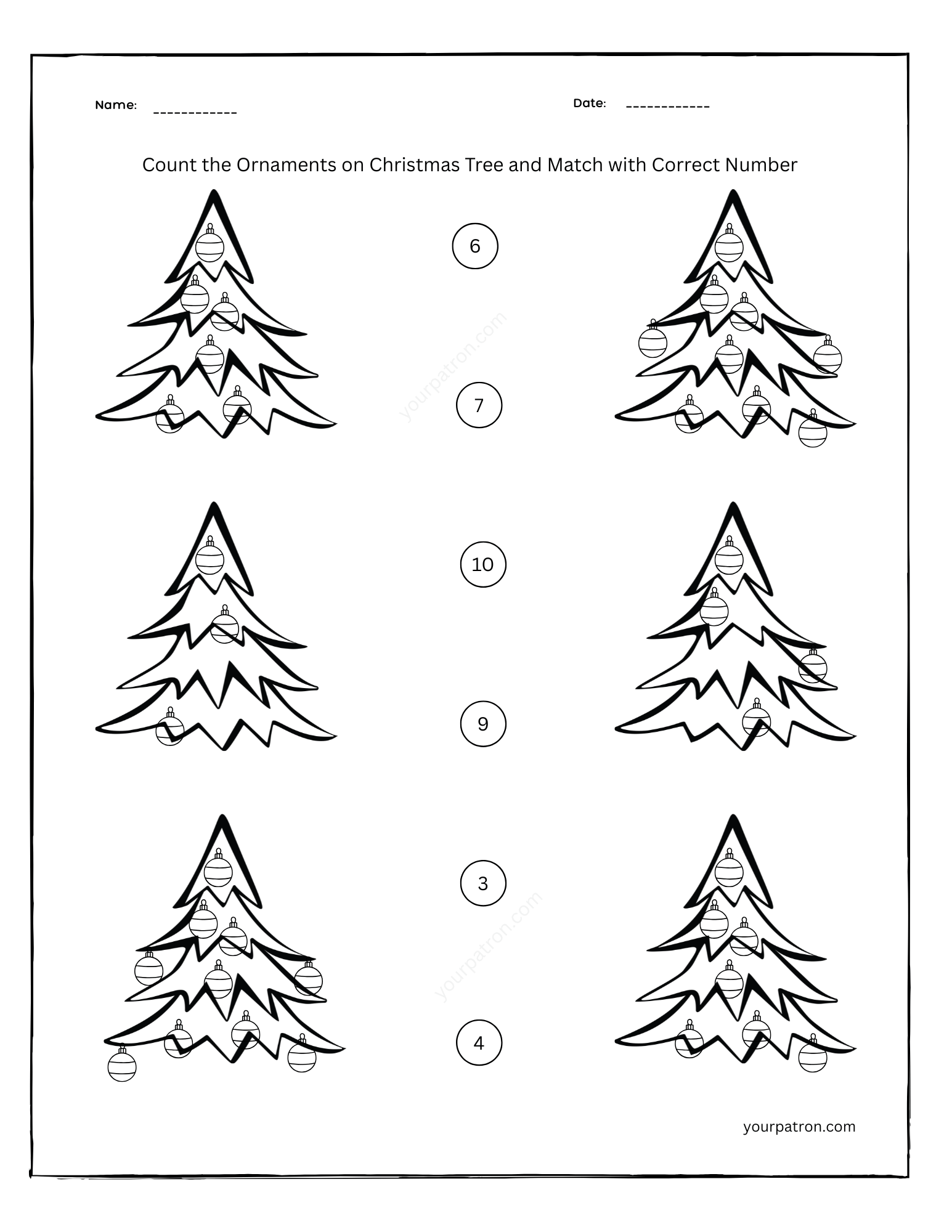 Free Christmas Math Worksheets For Preschool (Printable PDF) - YourPatron