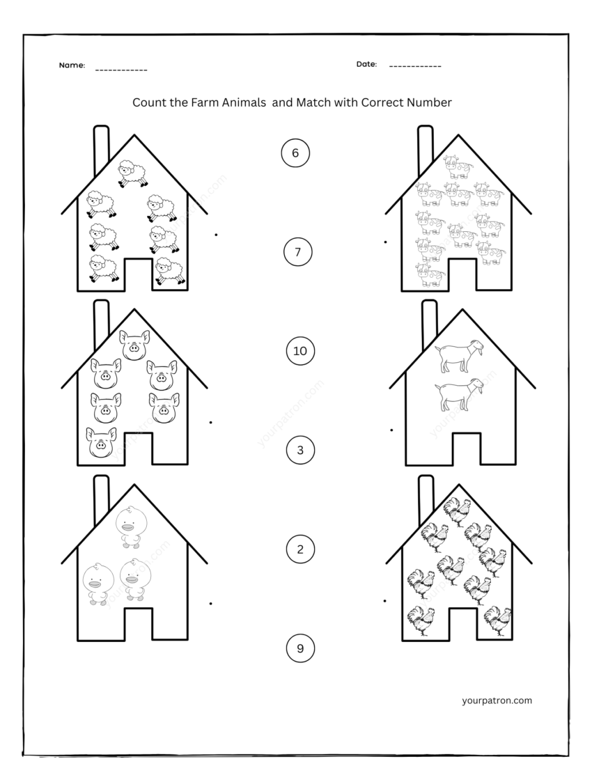 Free Matching Numbers Worksheets For Preschool - YourPatron
