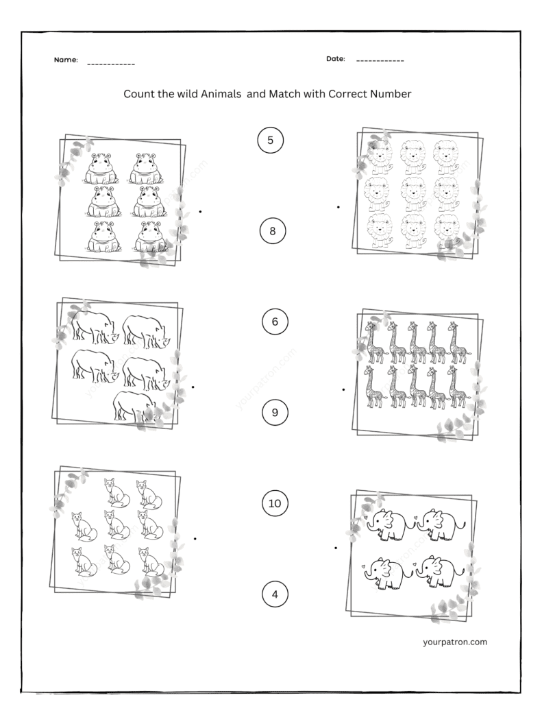 Free Matching Numbers Worksheets For Preschool - YourPatron