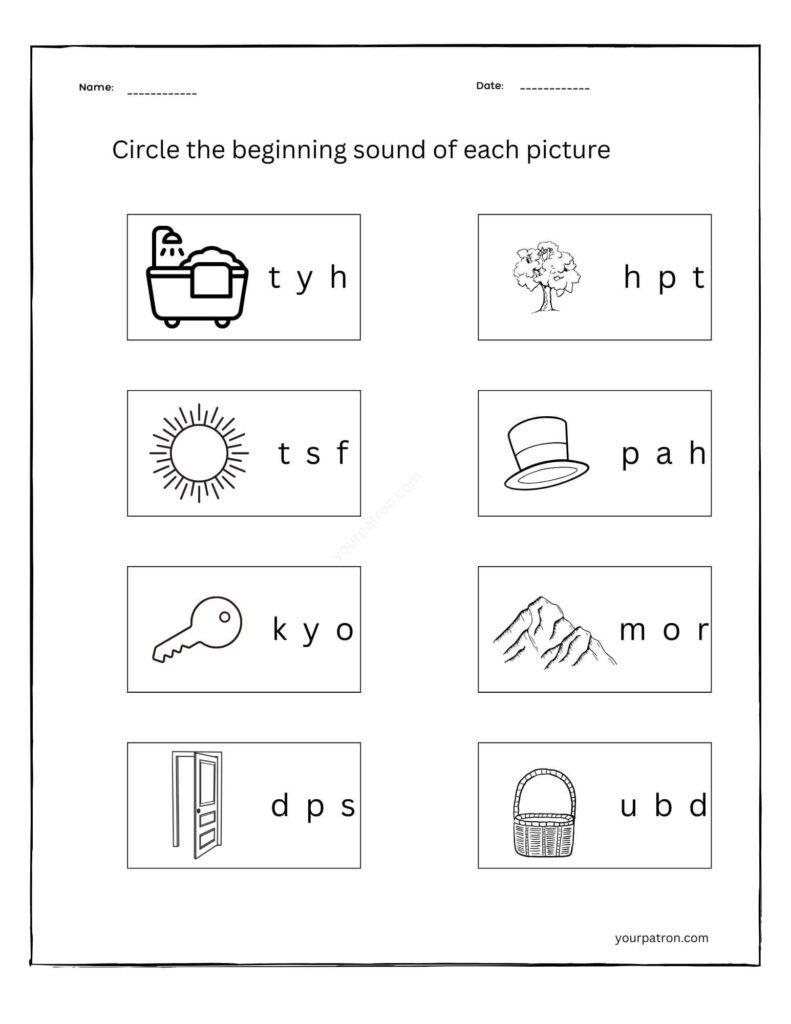 Beginning Sound Worksheets For Kindergarten (Free Printable PDF ...