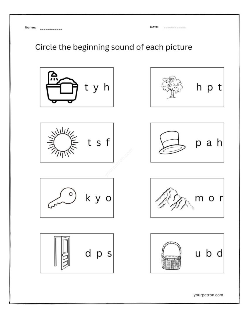 Beginning Sound Worksheets For Kindergarten (Free Printable PDF ...