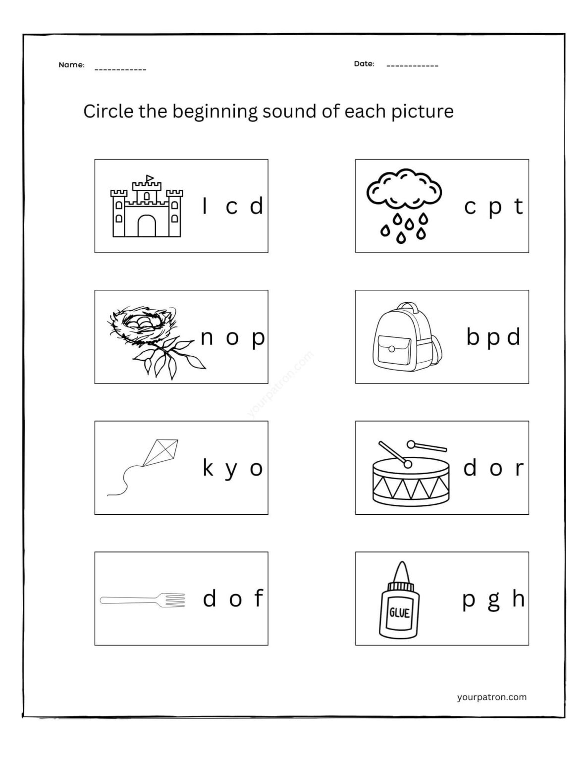 Beginning Sound Worksheets For Kindergarten (Free Printable PDF ...
