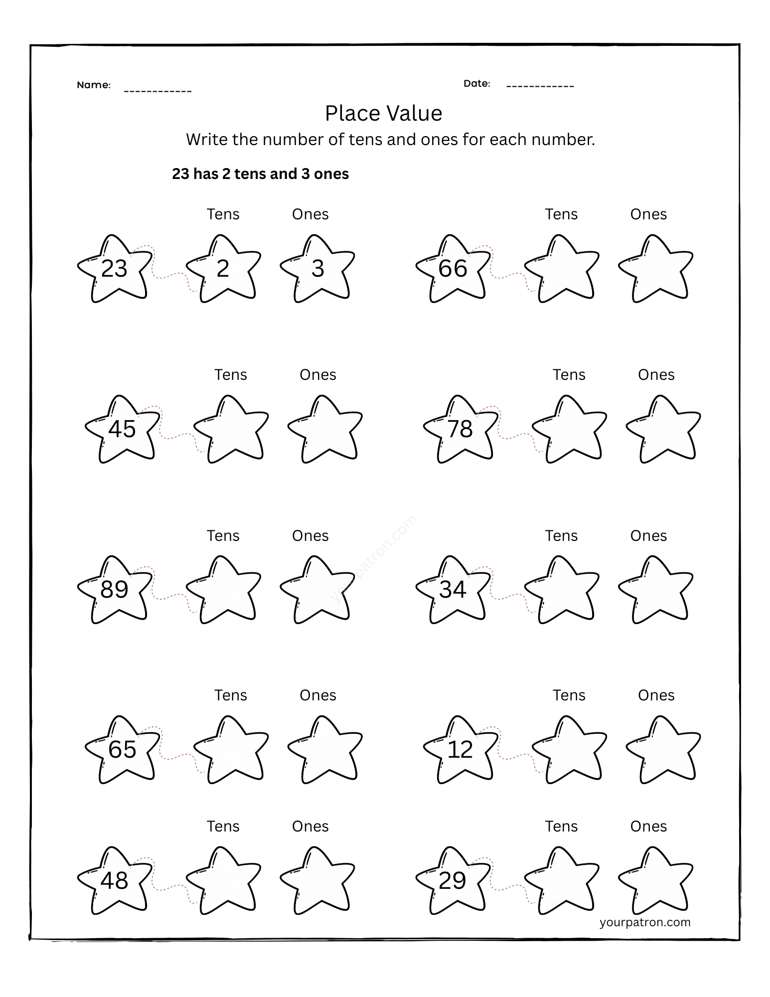 Place Value Worksheets Grade 1 (Free Printable PDF) - YourPatron