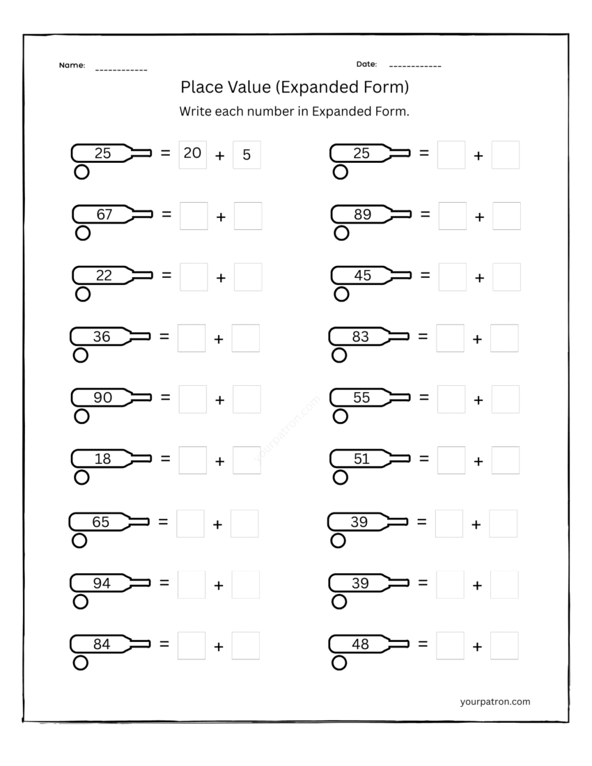 Place Value Worksheets Grade 1 (Free Printable PDF) - YourPatron