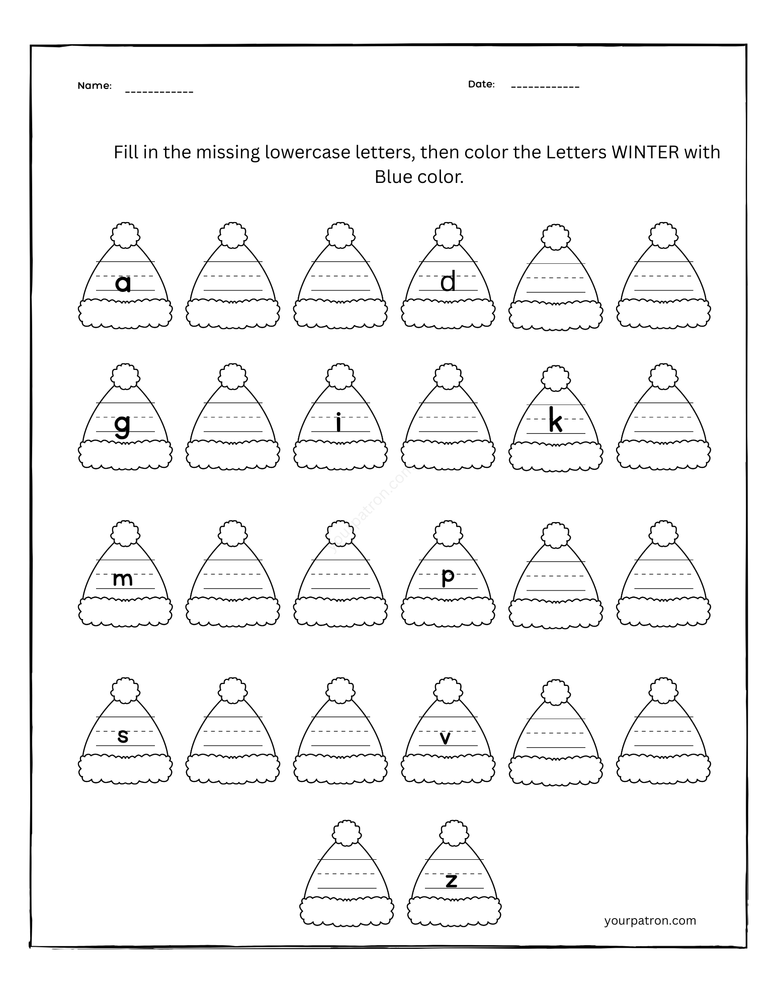 Free Missing Alphabet Worksheets - YourPatron