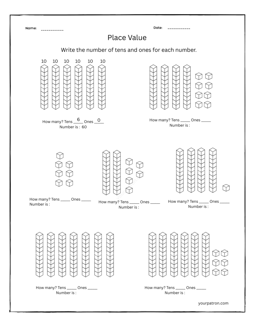 Place Value Worksheets Grade 1 (Free Printable PDF) - YourPatron