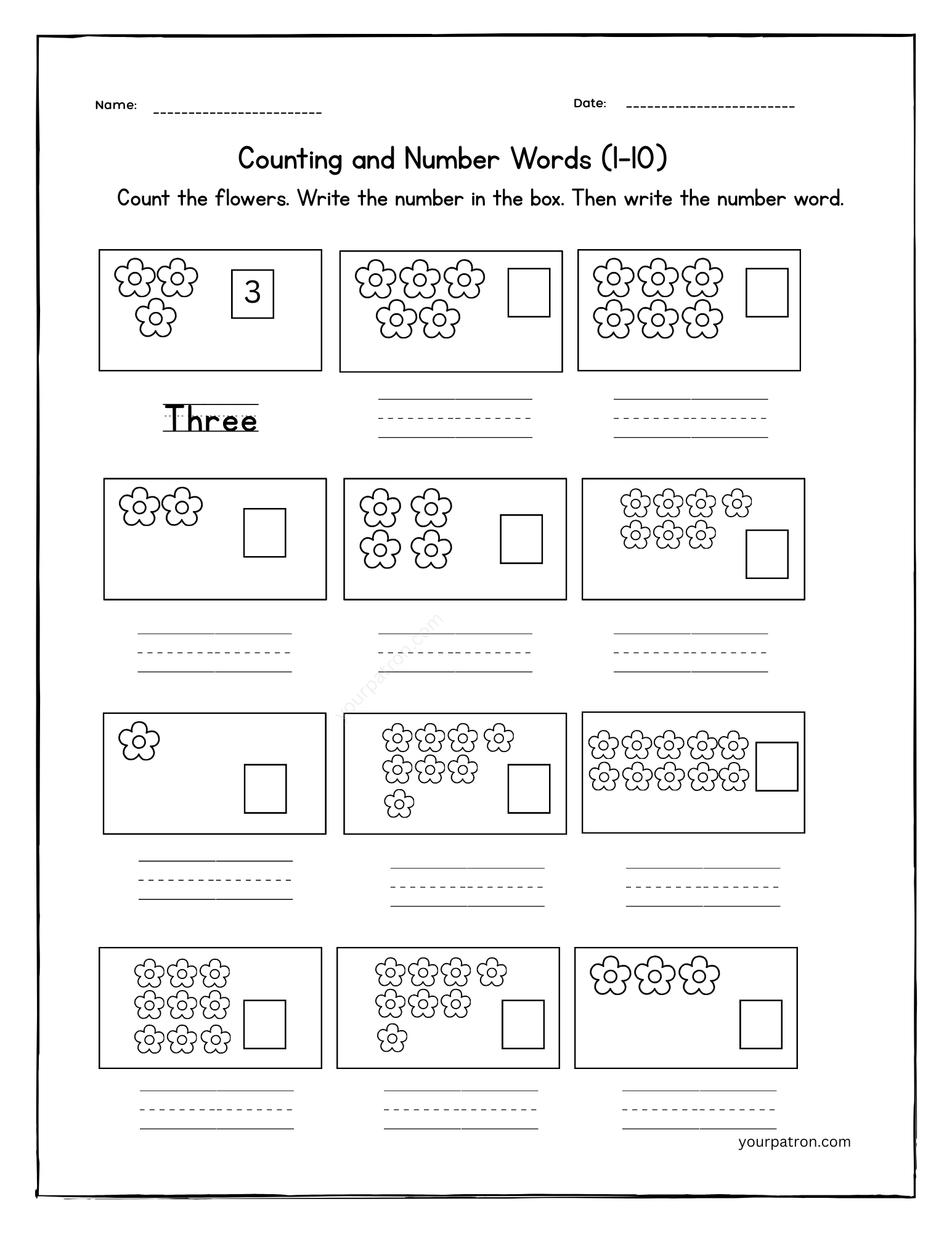 Free Grade 1 Number Words Worksheets Pdf - YourPatron